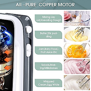 Hand Mixer, 5-Speed Hand Mixer Electric 400W Handheld Mixer with Snap-on Storage Case and 5 Stainless Steel Attachments, Lightweight Kitchen Mixer for Cooking and Baking Cakes, Eggs and Dough