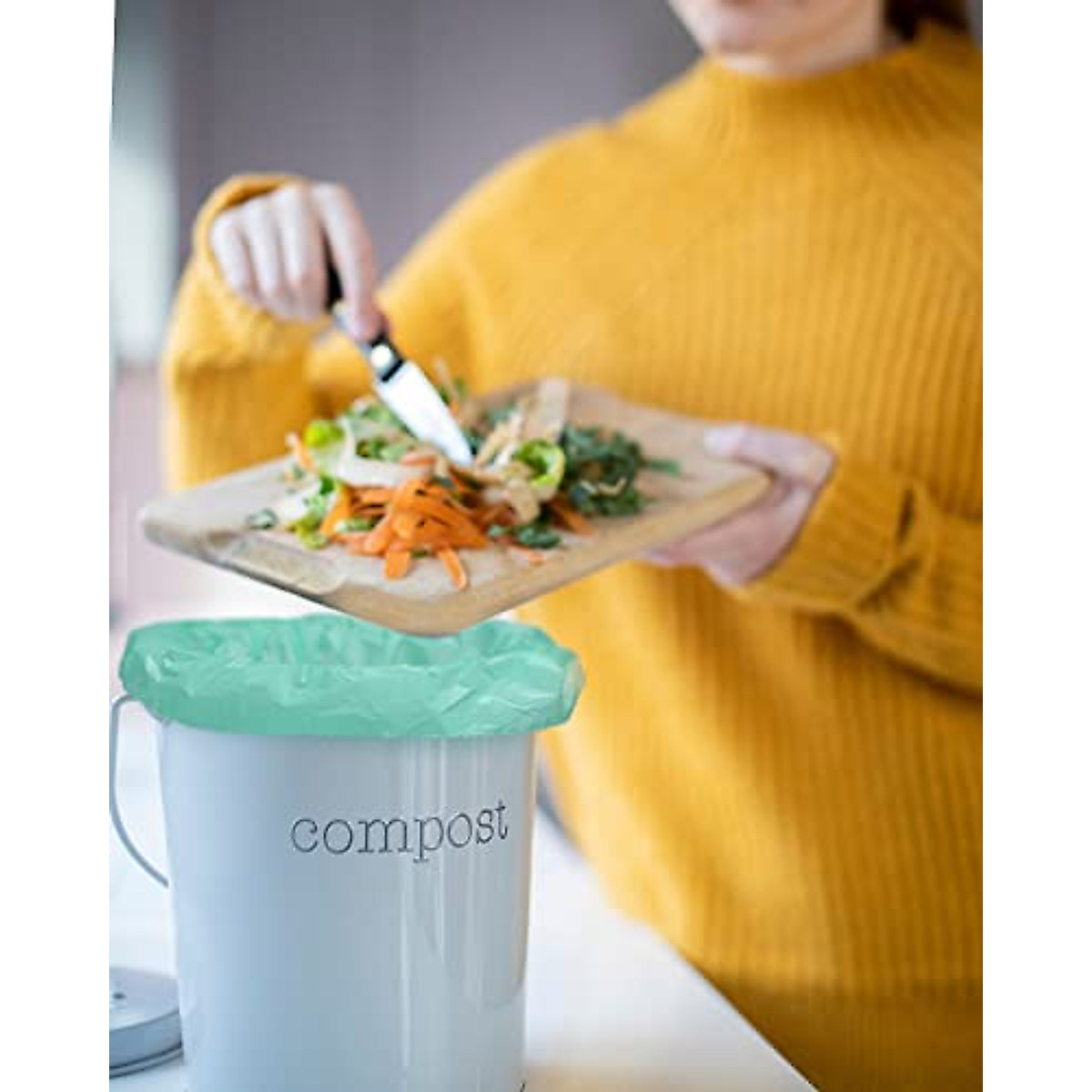 Compostable Trash Bags 1.2 Gallon 150 Packs,AYOTEE Small Compost Bags,Small Biodegradable Trash Bags Green Are Suitable For 1-2 Gallon And 4-8 Liter Tiny Trash bags can liner