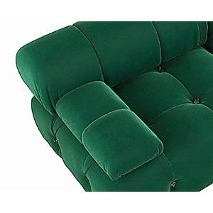 JACH 104" Convertible Modular Sectional Sofa, Minimalist Mid-Century Velvet Sofas Couches, Luxury Modern 3-Seat Wide Couch Sectional for Living Room Bedroom Office Apartment (Green)