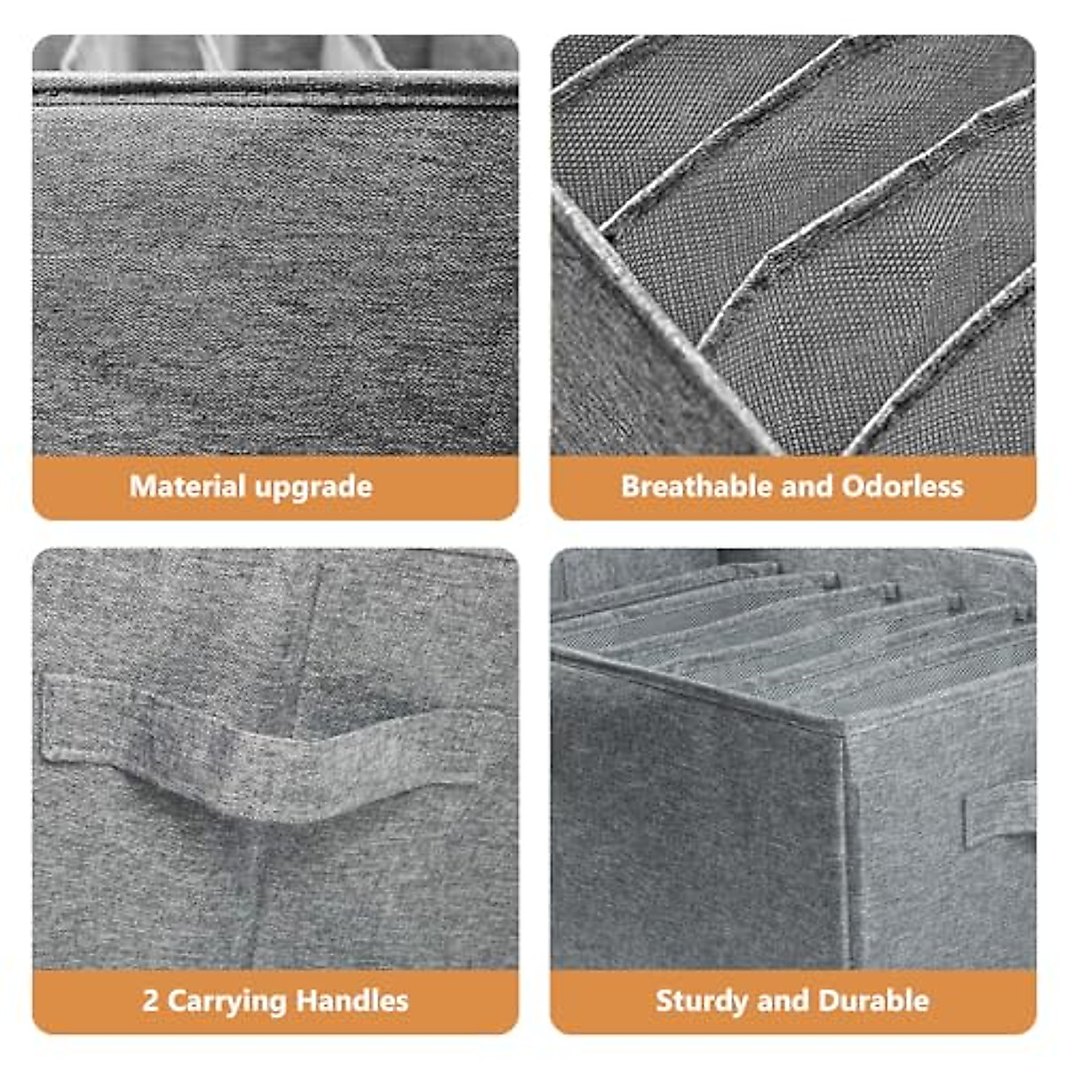 Jeans & Pants Organizer - Foldable Closet Storage with Handles, 4 Pack (2 x 6-Grids + 2 x 7-Grids) for Jeans, Pants, Thin Coat, Jackets