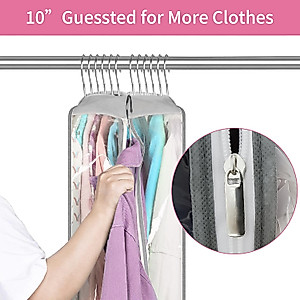 10" Gusseted All Clear Garment Bags for Hanging Clothes 4 Pack 50" Dress Bags for Closet Hanging Storage for Suit, Coats, Grey