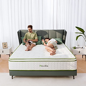 Novilla King Mattress12 Inch Gel Memory Foam Hybrid Mattress with Pocketed Coil for Pressure Relief & Motion Isolation Medium Firm King Bed Mattress in a Box Amenity