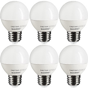 Sunlite G16 LED Dimmable Decorative Globe Vanity Light Bulbs, Frosted, 5W (40W Equiv.), 350 Lumens, Medium E26 Base, Mirror Lights for Bedroom and Bathroom, 120V, ETL Listed, 2700K Soft White, 6 Pack