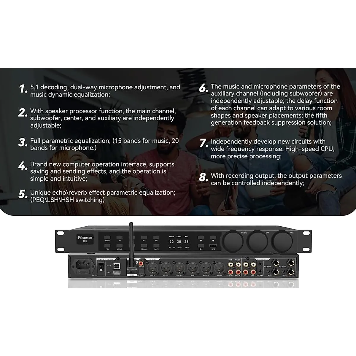 2024 Pihaosen New Chinese Karaoke Machine KV-V5 MAX Karaoke Player, with Reverb Wireless Microphone, 22-inch capacitive Touch Screen Free Cloud Download Function YouTube APP Online Play
