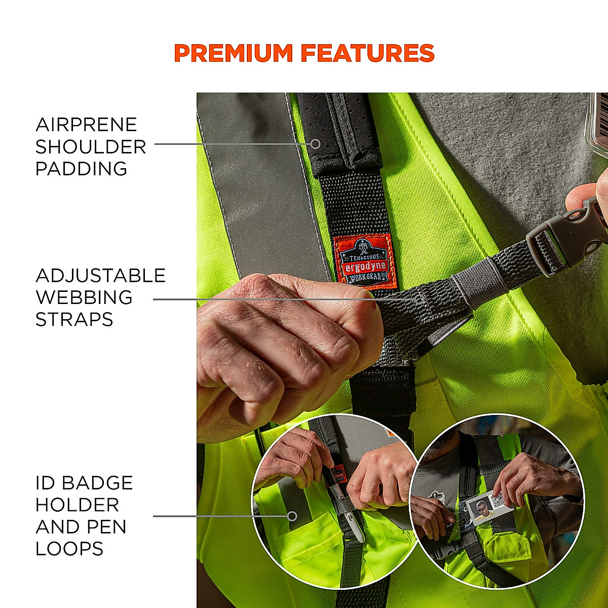 Ergodyne Squids 3138 Barcode Scanner Padded Harness, Tethering Lanyard for Bar Code Scanners, Breakaway Design Large