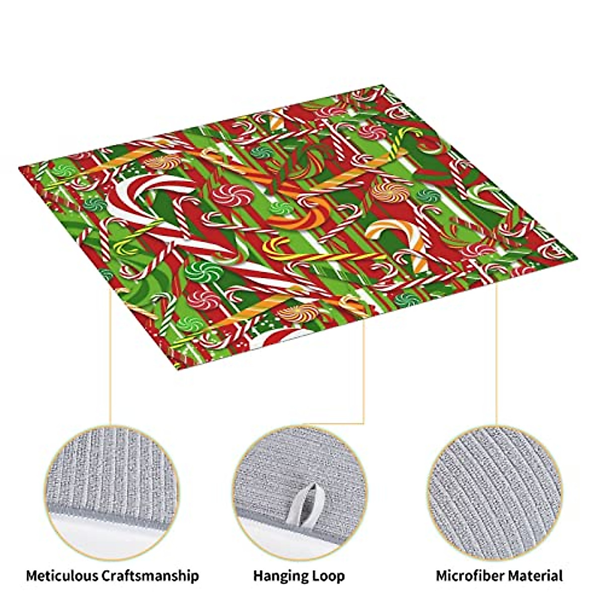 Merry Christmas Printed Drying Mat For Kitchen Ultra Absorbent Microfiber Dishes Drainer Mats Non-Slip Silicone Quick Dry Pad - 18 X 16inch