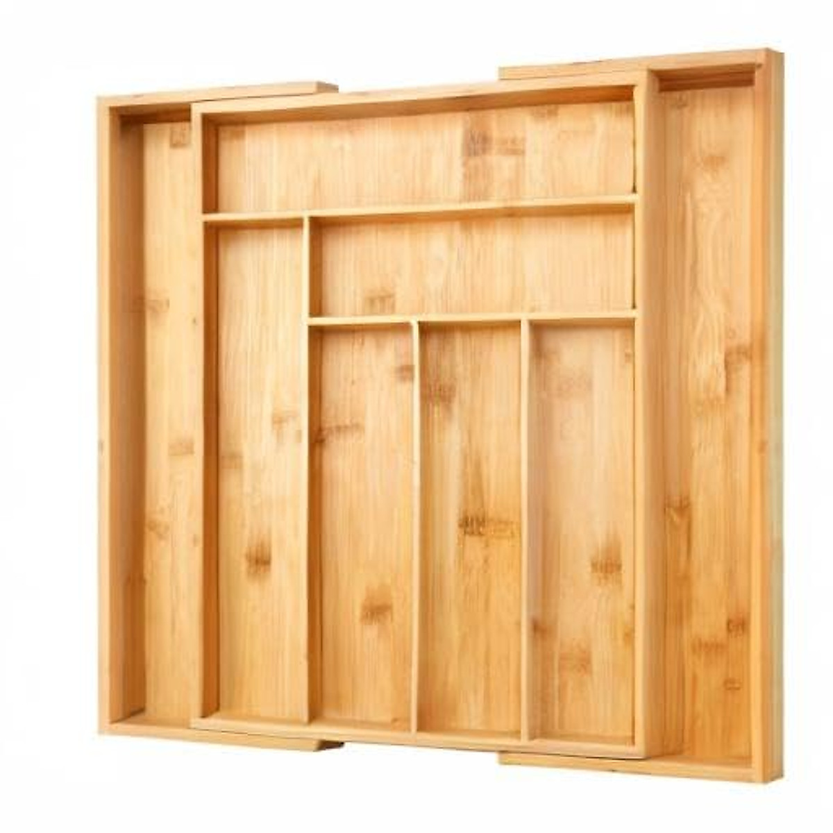 Secura Bamboo Expandable Drawer Organizer, Silverware Utensil Holder and Cutlery Tray for Kitchen, Office, Bathroom and Home (8 Expandable Compartments)