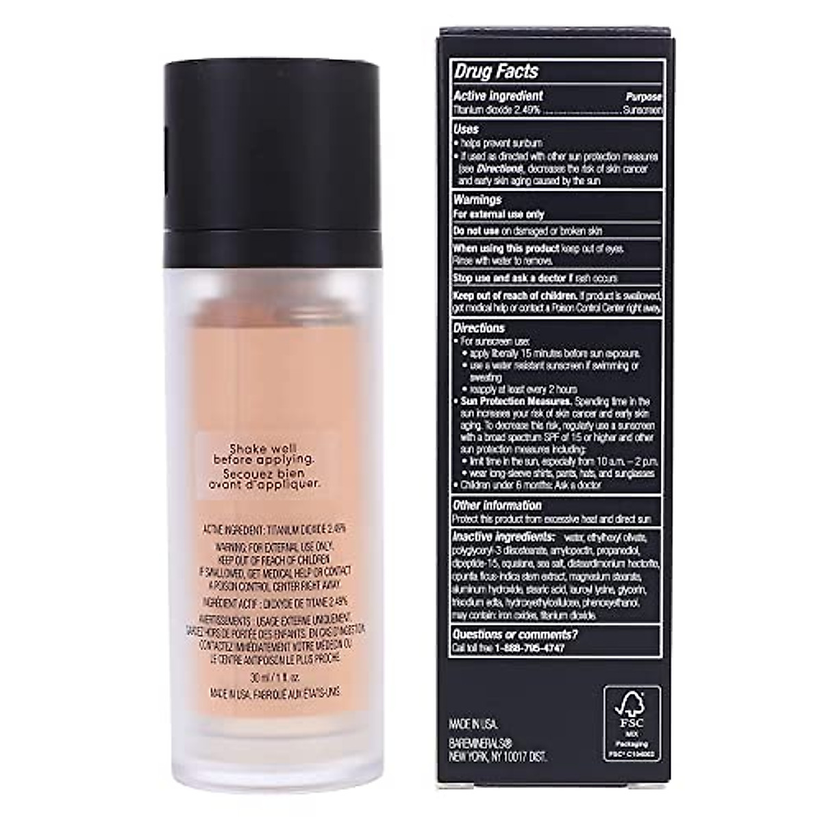 bareMinerals Original Liquid Mineral Foundation Broad Spectrum Spf 20, Fair 01, 1 Fl Oz