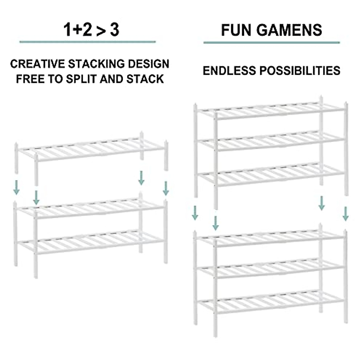 quiseolu White Shoe Rack for Closet Entryway 3 Tier Bamboo Shoe Rack Free Standing Shoe Organizer for Small Space Samll White Shoe Shelf Stackable Shoe Storage D11 * W27.2 * H18.3 Inches