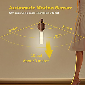 LANDGOO Wooden Motion Sensor Night Lights, Magnet Body Hallway Rechargeable LED Wireless Wall Sconces, Portable Decor Battery Powered Indoor Torch Lighting for Bedroom (Walnut Wood 2PCS)