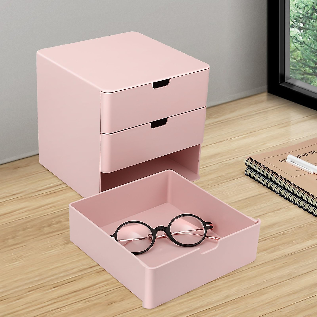 Dalanpa 3-Drawer Vanity Organizer, Compact Storage Organization Drawers Small Size Pink