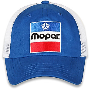 Mopar Royal Blue Brushed Twill with Mesh Back Unstructured Hat with Snap Back Closure