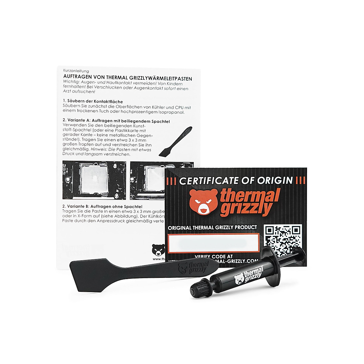 Thermal Grizzly - Hydronaut - 1 Gram - Conductive High Performance Thermal Paste - Ideal for Air and Water Cooling CPU/GPU - for Large Cooling Surfaces