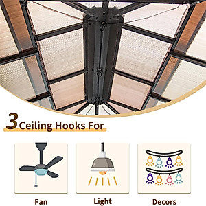 Goohome 12 x 16FT Hardtop Gazebo, Aluminum Frame Double Roof Gazebo with Mosquito Net and Curtains, Outdoor Permanent Hard Top Waterproof Pergola for Shade and Rain for Lawn, Backyard, Deck