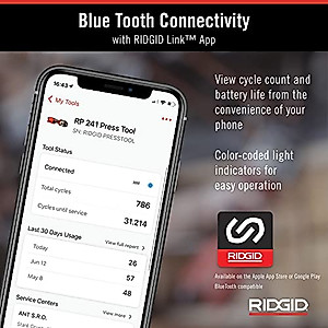 RIDGID 57373 Model RP 241 Compact Press Tool Kit with 1/2"-1" Pro Press Jaws and Bluetooth