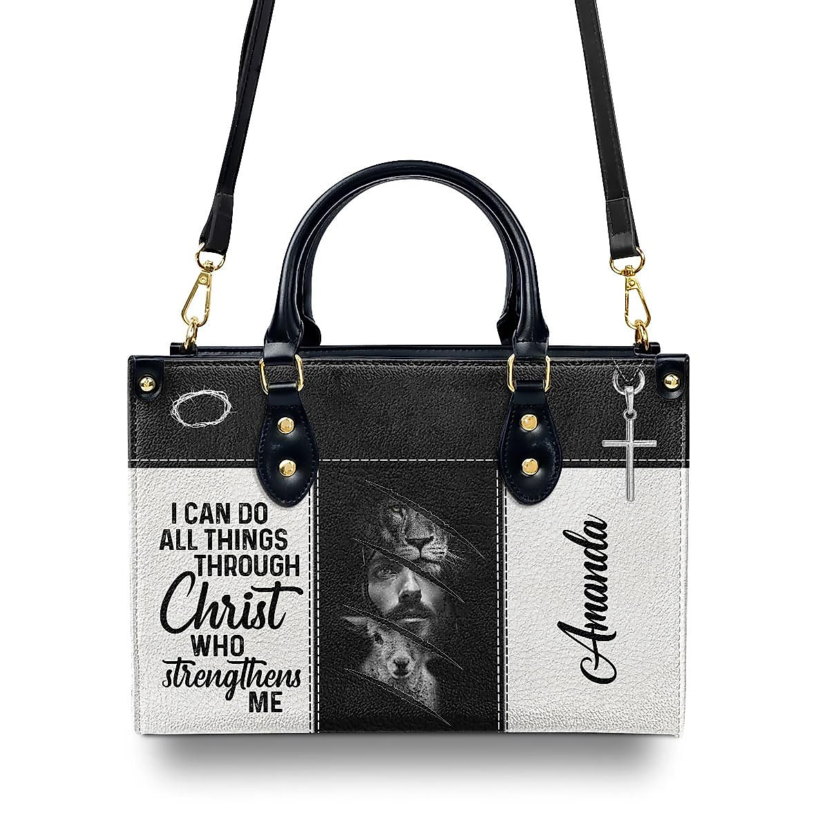 Jesuspirit Personalized Leather Bible Bags - Christian Gifts For Women - Church Bags, Bible Purse, Religious Bag - I Can Do All Things - Christian Bags, Jesus Stuff For Women Medium Size
