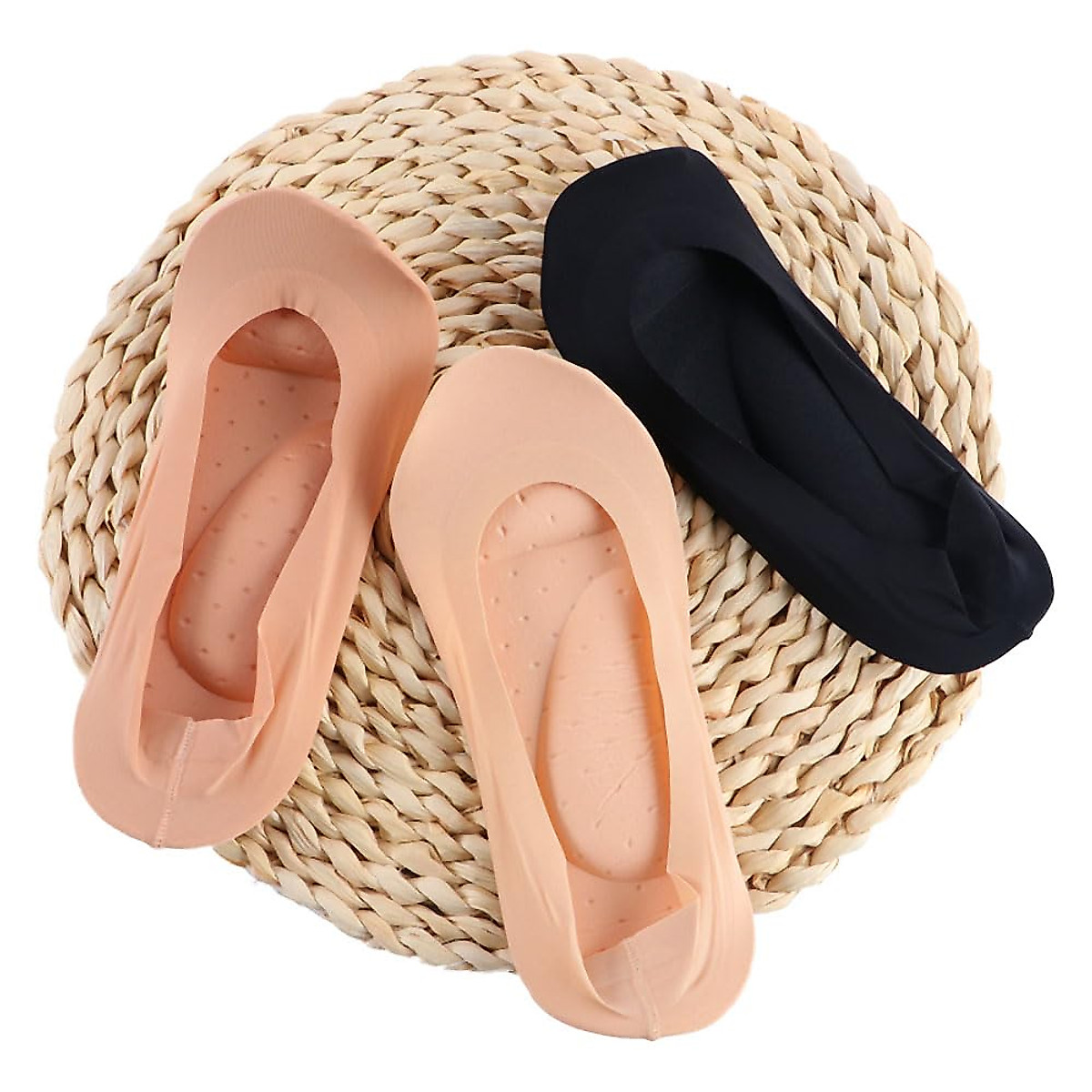 Vctitil 3 Pairs Women 3D Socks Ice Silk Invisible Socks with Gel Pad Arch Support Foot Massage Insole