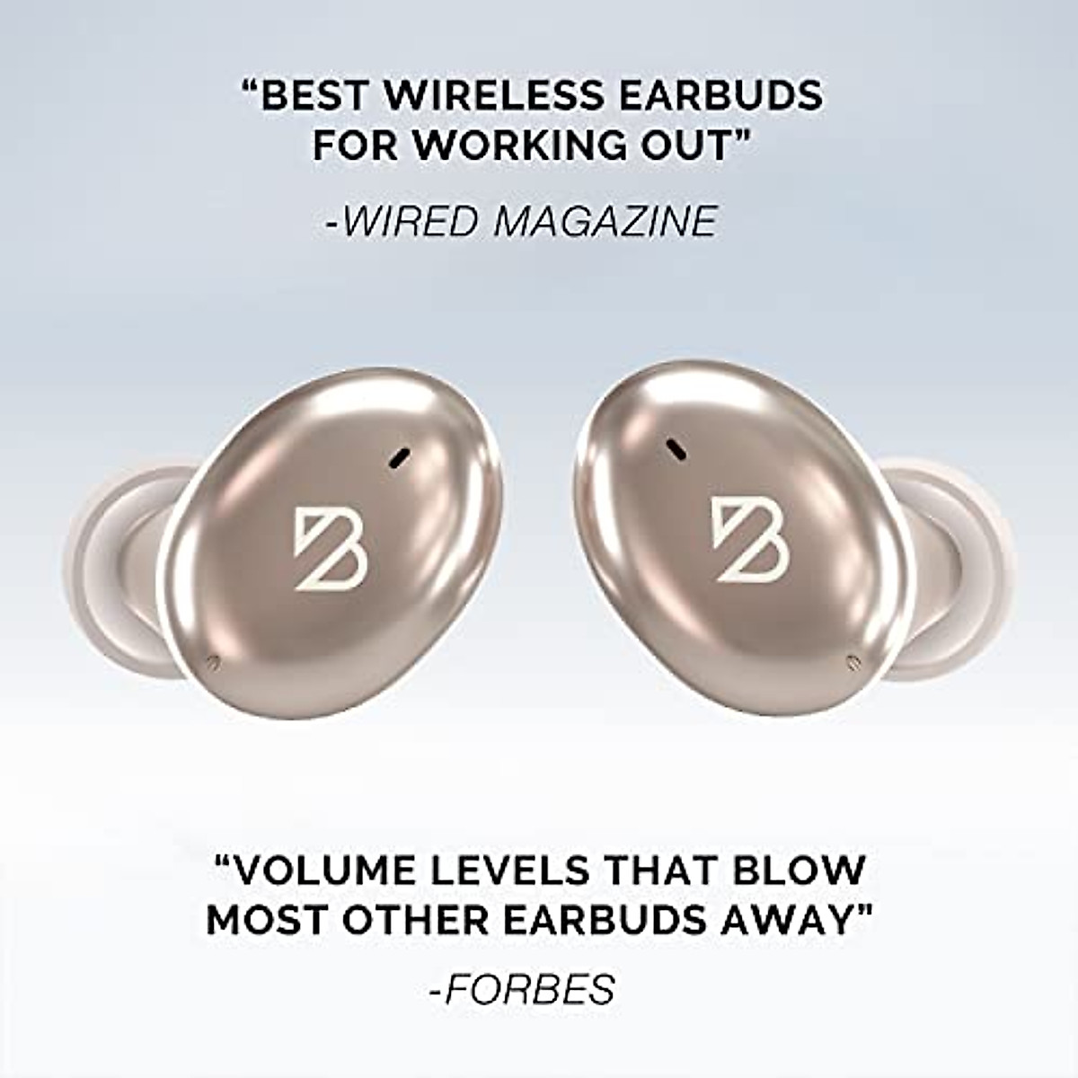 Tempo 30 Champagne Gold Wireless Earbuds for Small Ears Women, Gold Earbuds with Mic, Bluetooth Earphones for Small Ear Canals, IPX7 Sweatproof, Long Battery, Loud Bass
