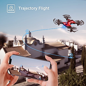 Drone for Kids, Spacekey FPV Wi-Fi Drone with Camera 1080P FHD, Real-time Video Feed, Great Drone for Beginners, Quadcopter Drone with Altitude Hold, One-Key Take-Off, Landing Foldable Arms (Red)