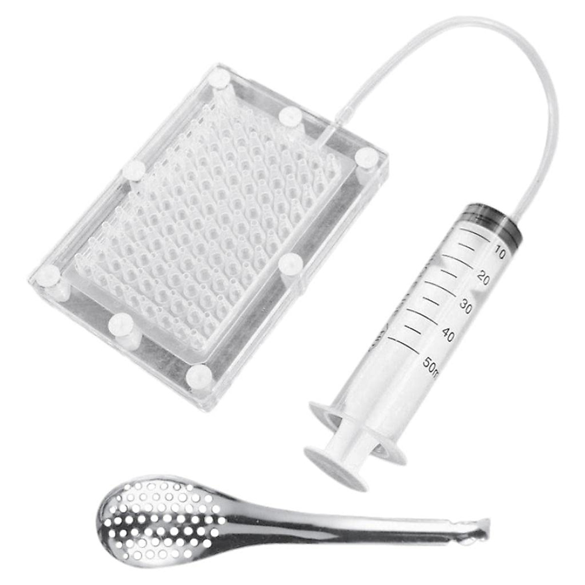 Prettyia Professional Molecular Gastronomy Caviar Maker Gourmet Dispenser Caviar Filter Spherification Dropper with Tube & Spoon Tools