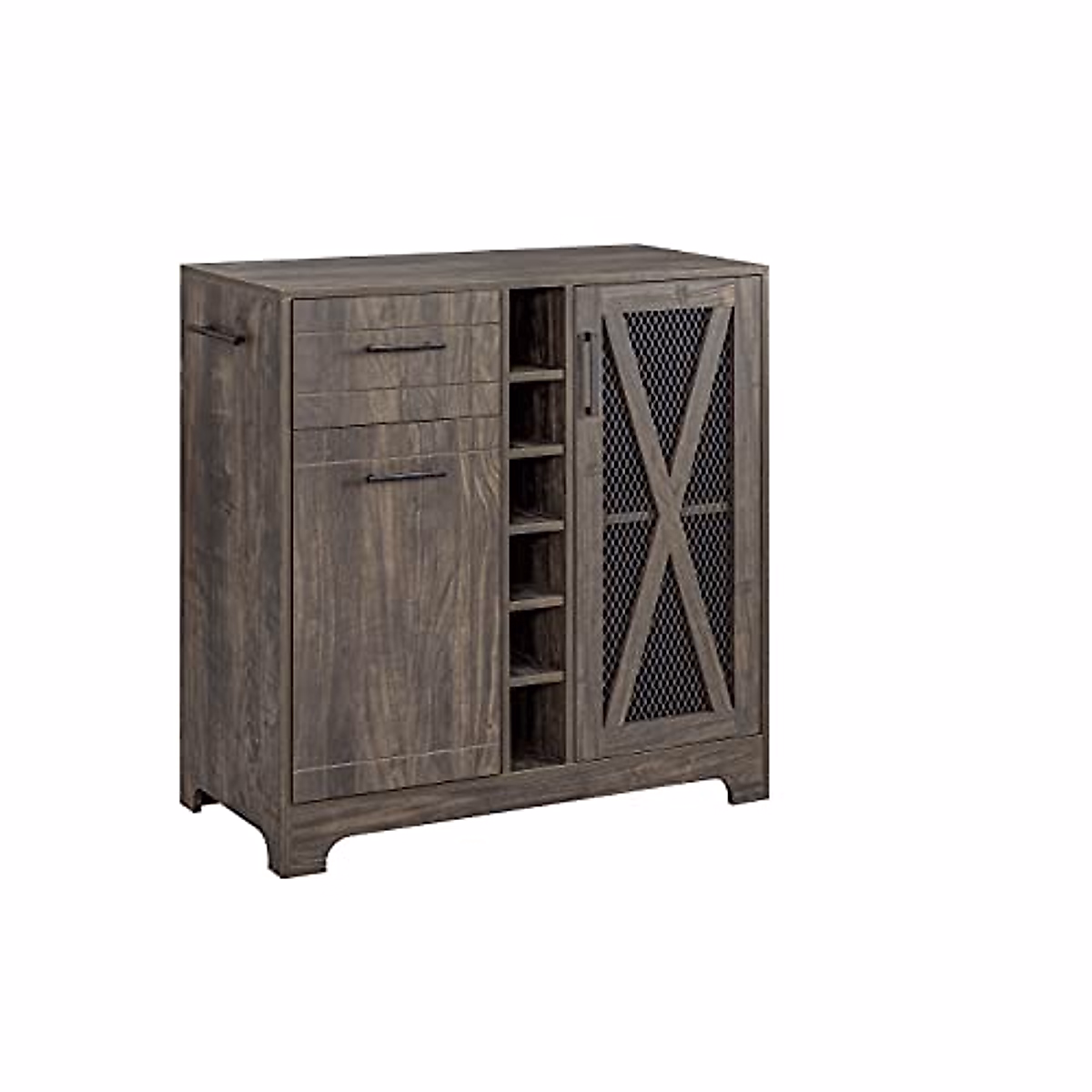 Home Source Oak Bar Cabinet with Wire Mesh Doors