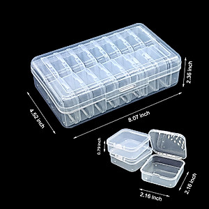 Small Bead Organizer Boxes, 19 Pieces Plastic Storage Cases Mini Clear Bead Storage Containers Transparent Boxes with Hinged Lids for Jewelry Making and Craft Supplies