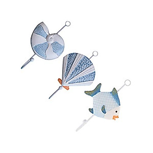 Heavy Duty Hangers 3pcs Decorative Hanging Hooks Conch Fish Shaped Wall Hooks Coat Key Towel Hooks Wall Hangers Mediterranean Beach Nautical Home Decoration Ornaments Shower Curtain Hooks
