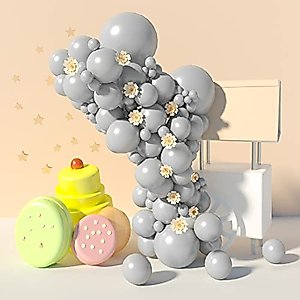 MOMOHOO Pastel Gray Balloons Garland - 100Pcs 18/12/5 Inch Pastel Grey Balloons Different Sizes, Macaron Grey Latex Balloons Arch Kit for Wedding, Matte Gray Balloons For Anniversary/Baby Shower Decor