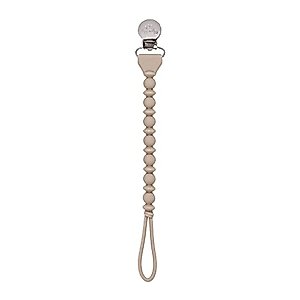 Itzy Ritzy Silicone Pacifier Clip; 100% Silicone Pacifier Strap with Clip Keeps Pacifiers, Teethers & Small Toys in Place; Features One-Piece Design & Silicone Cord, Toast