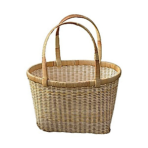 Cabilock Toy Containers Rattan Woven Flower Basket with Handle Picnic Sundries Storage Basket Gift Storge Basket Woven Hanging Wall Mounted Basket Rustic Home Décor Snack Gift Baskets