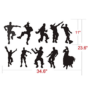 Video Game Wall Decal Wall Sticker Poster Floss Dancing Decal Game Room Decor Peel & Stick Game Decal Baby Bedroom Home Decor Gaming Stickers (34.6" x 23.6") (Black)