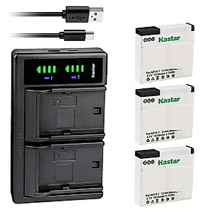 Kastar 3-Pack Battery and LTD2 USB Charger Compatible with Xiaomi YI AZ13-1, AZ13-2 Battery, Xiaomi Yi Action Camera, Yi 1 Action Camera, Xiaomi Xiaoyi 1080P 16.0MP CMOS Sports Action Camera Camcorder