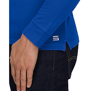 Three Sixty Six Men’s Untucked Casual Long Sleeve Polo - Collared Untuck Shirt with Two Button Placket and Stretch Fabric Ocean Blue