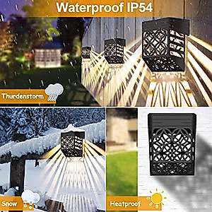 Solar Fence Lights, Warm White Solar Lights Outdoor, Upgraded 2 Pack Solar Deck Lights, Waterproof Solar Powered Outdoor Lights Fence Light for Garden Yard Patio Yard Wall