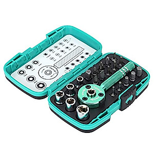 TKFDC 22pcs Screwdriver Set Multi-functional Mini Ratchet Wrench Bit 1/4" Driver Socket Set Screwdriver Kit Repair Tool