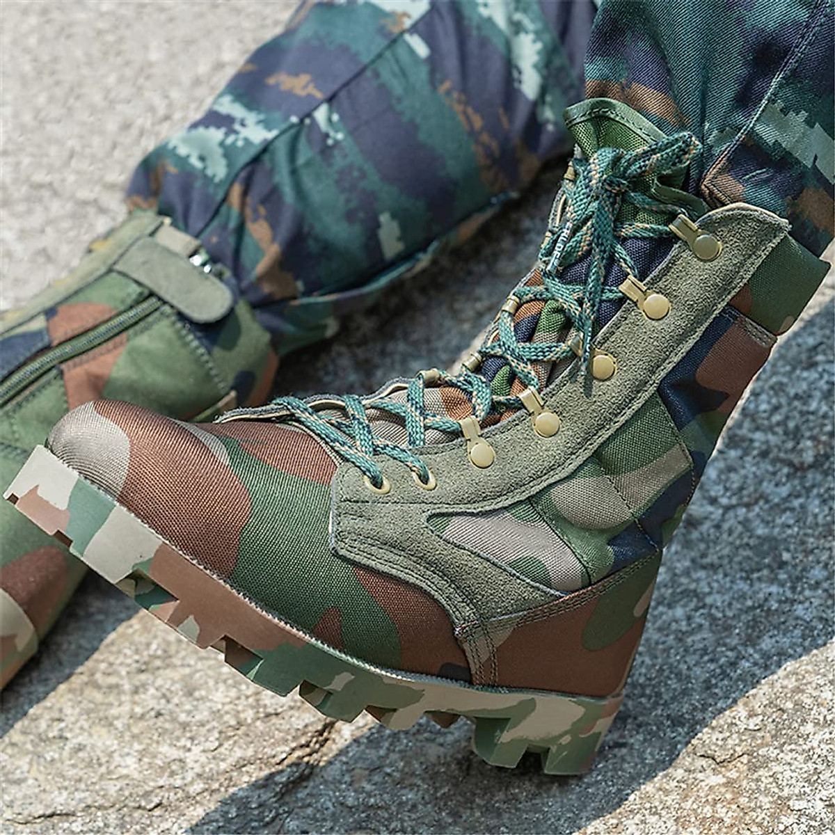 Men Jungle Tactical Military Boots, Combat Desert Boots, Camouflage Hiking Hunting Work Shoes