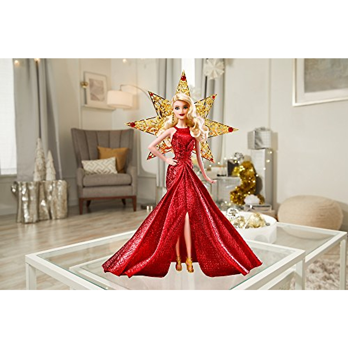 Barbie 2017 Holiday Doll, Blonde with Gold Dress