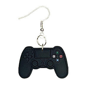 Game Controller Earrings Hypoallergenic Silver Plated Fishhooks Yazzle Dazzle Black