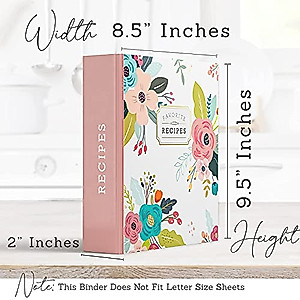 Recipe Binder 3 Ring Organizer Blank Recipe Book 8.5" x 9.5" with 50 Blank Recipes Cards (4x6), Full Page Dividers, Plastic Page Protectors Recipe Book to Write in Your own Recipes