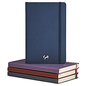 Jumping Fox Design Premium A5 Lined Journal Hardcover Notebook, Medium 5.6 x 8.4 inches, 100gsm Quality Paper, Numbered Pages, Inner Pocket, Unique Leatherette, Twilight Blue