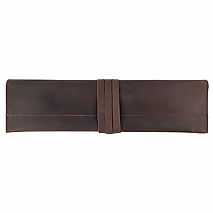Cast Leather Co., Double Knife Roll for Chefs and Cooks, Vertical Case for Knives, Culinary Accessories, Carry-On Bag for Traveling, Full Grain Leather, Handmade, Bourbon Brown