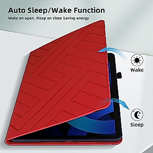 Varohix Case for iPad Air 5 2022/iPad Air 4 2020 10.9 inch Premium Leather Case Folio Magnetic Cover Card Holder with S Pen Holder and Auto Sleep/Wake for iPad Air 10.9, Red