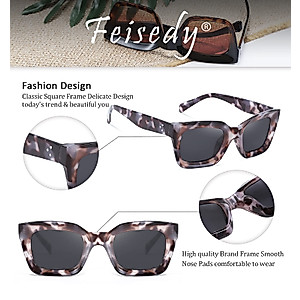 FEISEDY Classic Women Sunglasses Fashion Thick Square Frame UV400 B2471