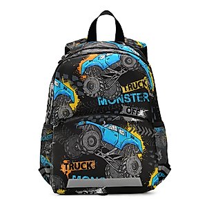 Cartoon Monster Truck Backpack Monster Jam Bookbag Kids Daypack Toddler Travel School Bag Small Mini Backpacks for boys with Chest Strap