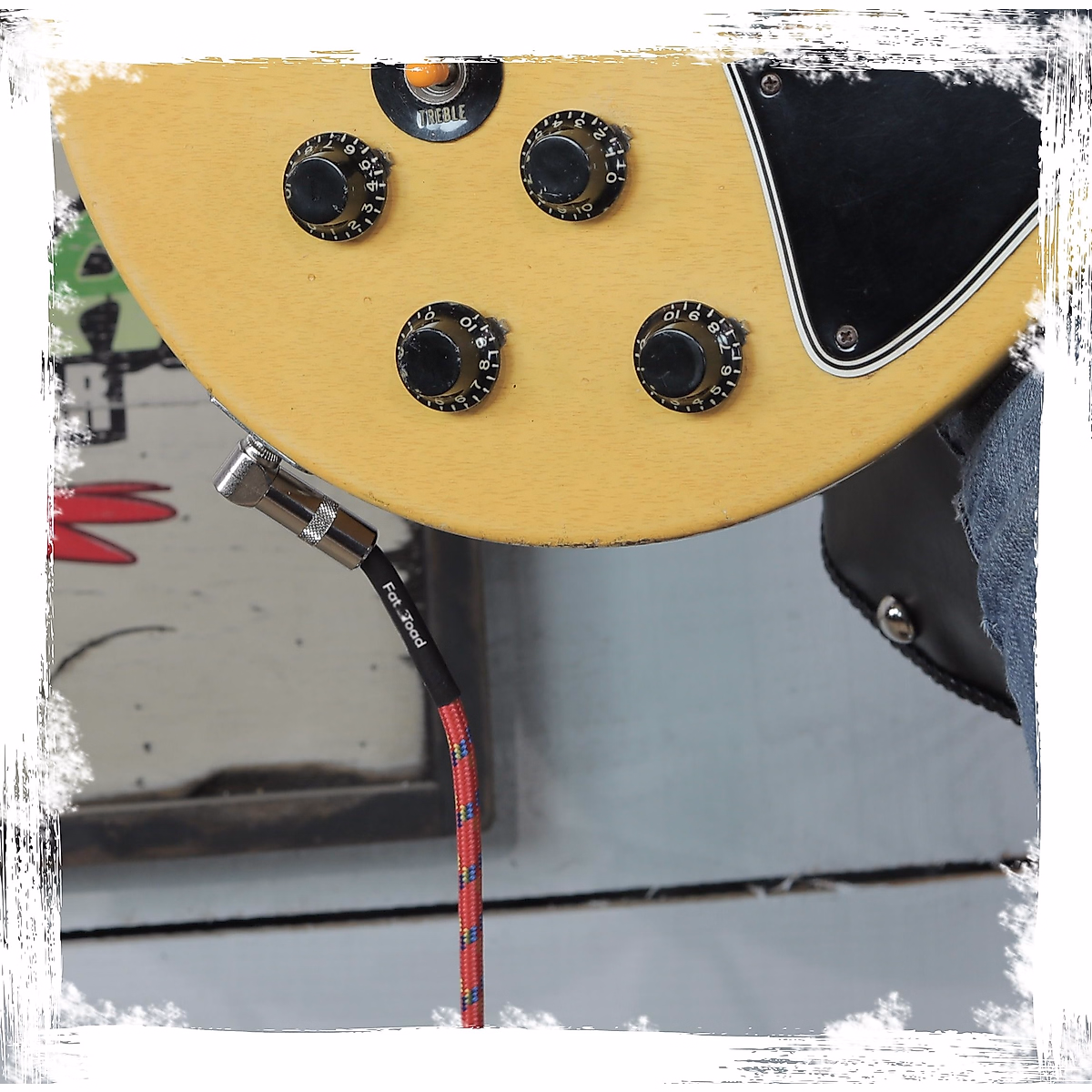 Fat Toad Guitar Cables (2 Pack) Right Angle to Straight-End Instrument Cord Tweed Cloth Jacket Braided Woven 20 FT 1/4 Inch Gold Jack TS for Electric Guitar Pedal, Bass, Audio Speaker, Amplifier