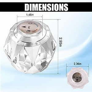 Ryutain Crystal Glass Faucet Handle, Hot and Cold Temperature Control, Diamond-Cut Design，Compatible with Delta Faucet RP2391，Suitable for Showers/bathtubs.QXBS-1