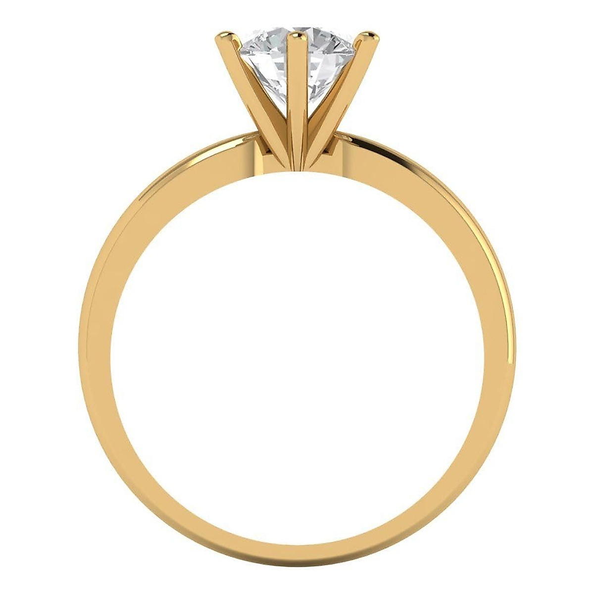 Clara Pucci 1.0 ct Round Cut Solitaire Genuine Moissanite Wedding Bridal Designer Anniversary Engagement Ring in 14k yellow Gold for Women