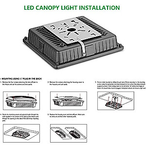 1000LED LED Canopy Light 45W, Ceiling Fixtures 5300LM, Daylight 5000K, 175W HID/HPS Replacement, Waterproof IP65, 10" x 10" Square Ceiling Lights
