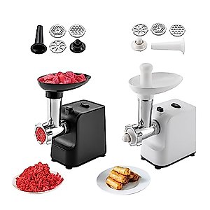 BANLICALI Meat Grinder, 1000W Electric Meat Grinder Sausage Maker with 3 Grinding Plates & Sausage Stuffer Tube Stainless Steel Kitchen Meat Grinder Heavy Duty for Beef, Pork, Chicken 110V (White)