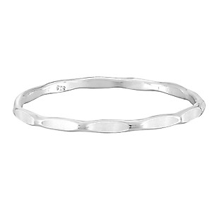 AeraVida Exquisite Casual Slim Oval Texture Surface Stackable .925 P Sterling Silver Single Band romise or Wedding Ring - Size 7